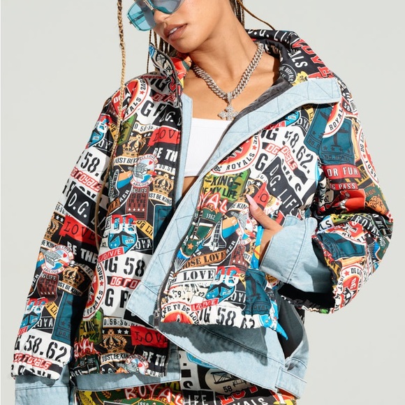 AKIRA | Jackets & Coats | Layered Aviationthemed Graphic Bomber Jacket ...
